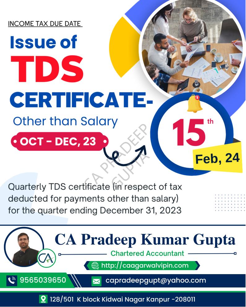 Issue of TDS Certificate- Other than Salary