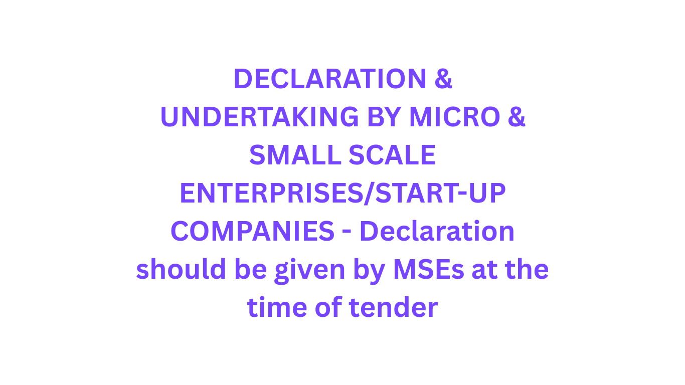 DECLARATION & UNDERTAKING BY MICRO & SMALL SCALE ENTERPRISES/START-UP ...
