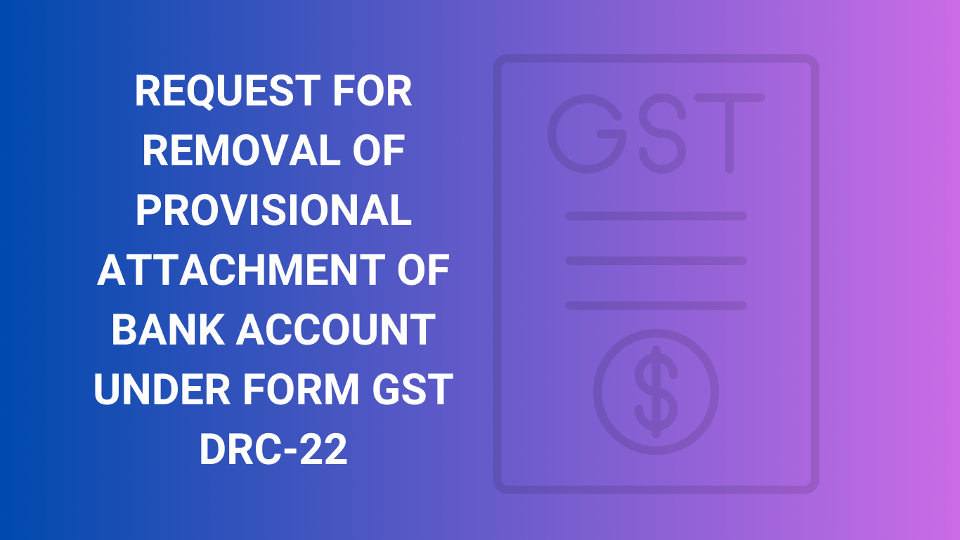 REQUEST FOR REMOVAL OF PROVISIONAL ATTACHMENT OF BANK ACCOUNT UNDER ...