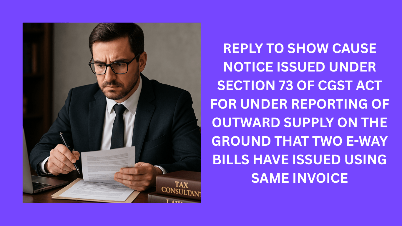 REPLY TO SHOW CAUSE NOTICE ISSUED UNDER SECTION 73 OF CGST ACT FOR UNDER REPORTING OF OUTWARD ...
